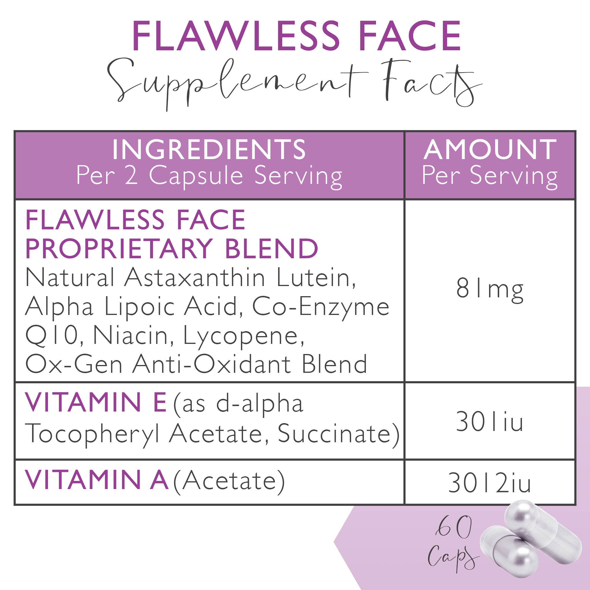 60 Capsules Flawless Face Capsules – Skin Nutrition SA
